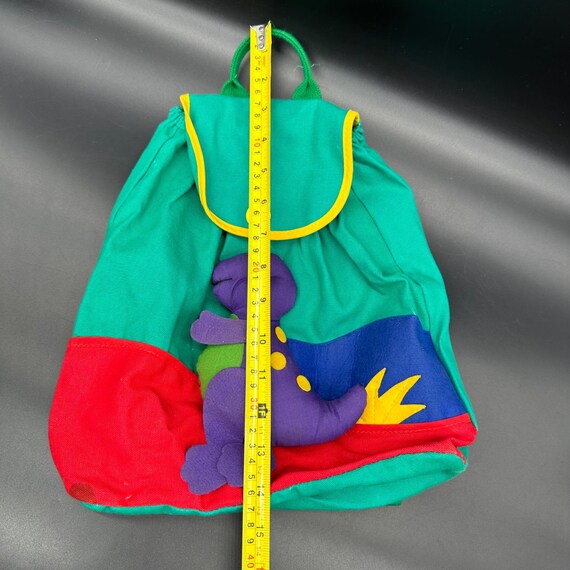 Vintage Kids Backpack 1990s Purple Dinosaur Kitschy D… - Gem
