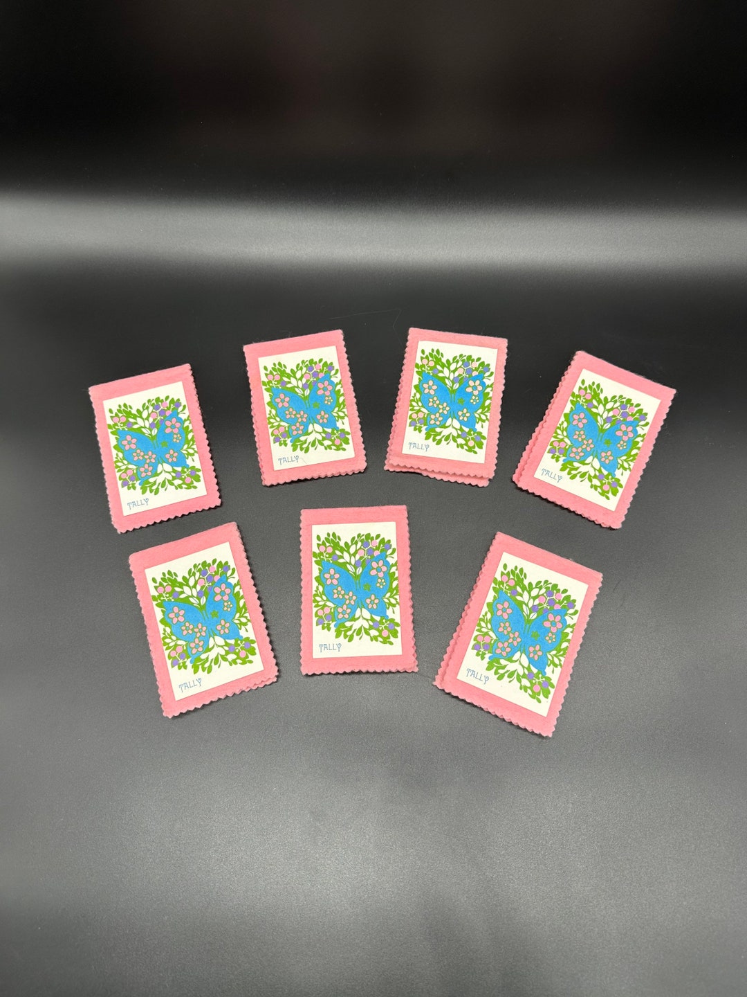 Vintage Card Tally Books Bridge Two Table Progressive Groovy Pink Felt ...