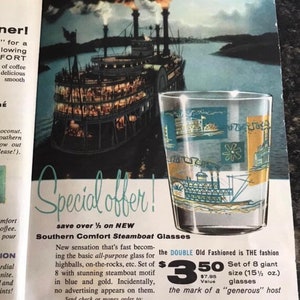 Vintage Shot Glass Libbey Southern Comfort Steamboat Double Jigger 3 Oz ...