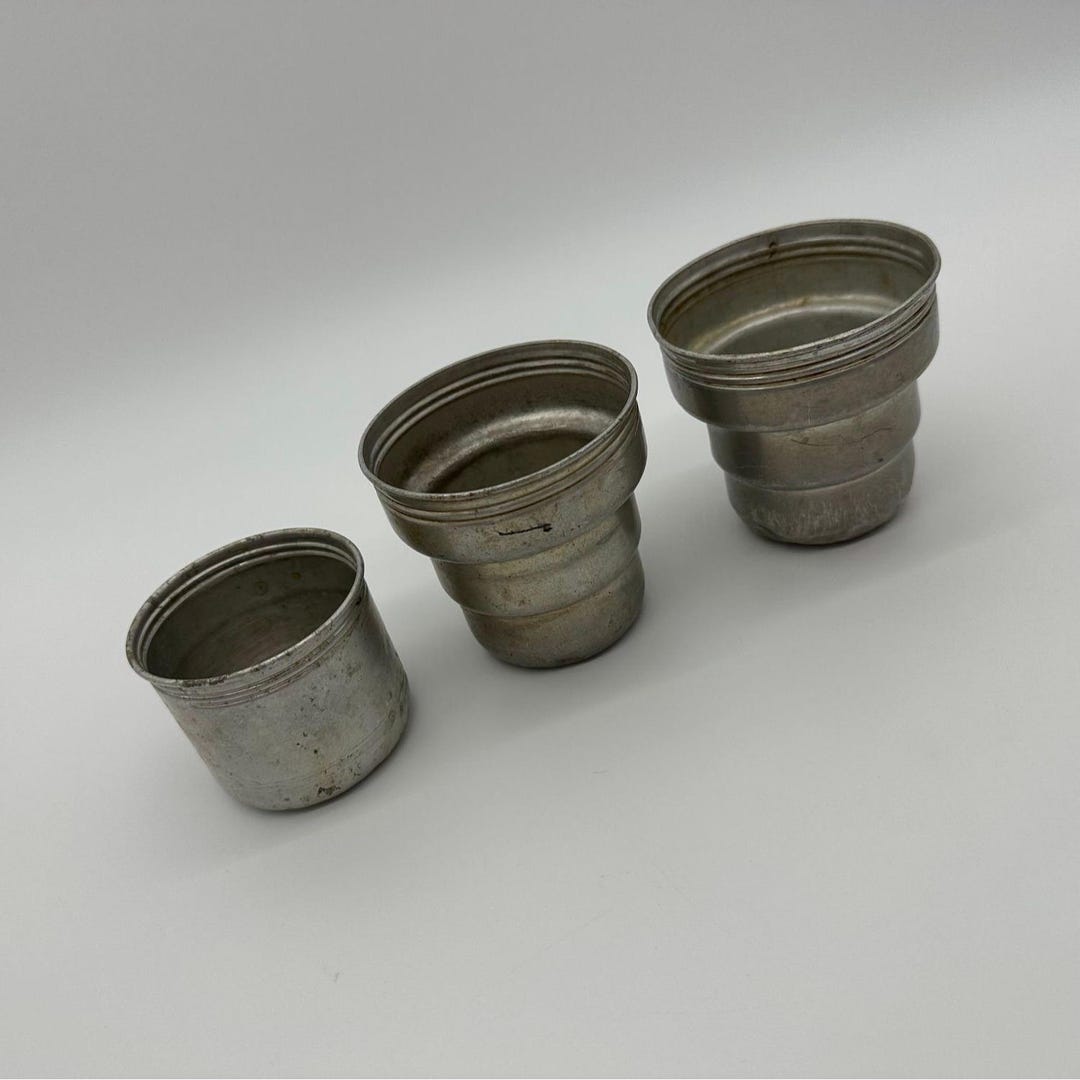 Vintage Canister Scoops Tin Metal Aluminum Set Gray Dippers Kitchen ...