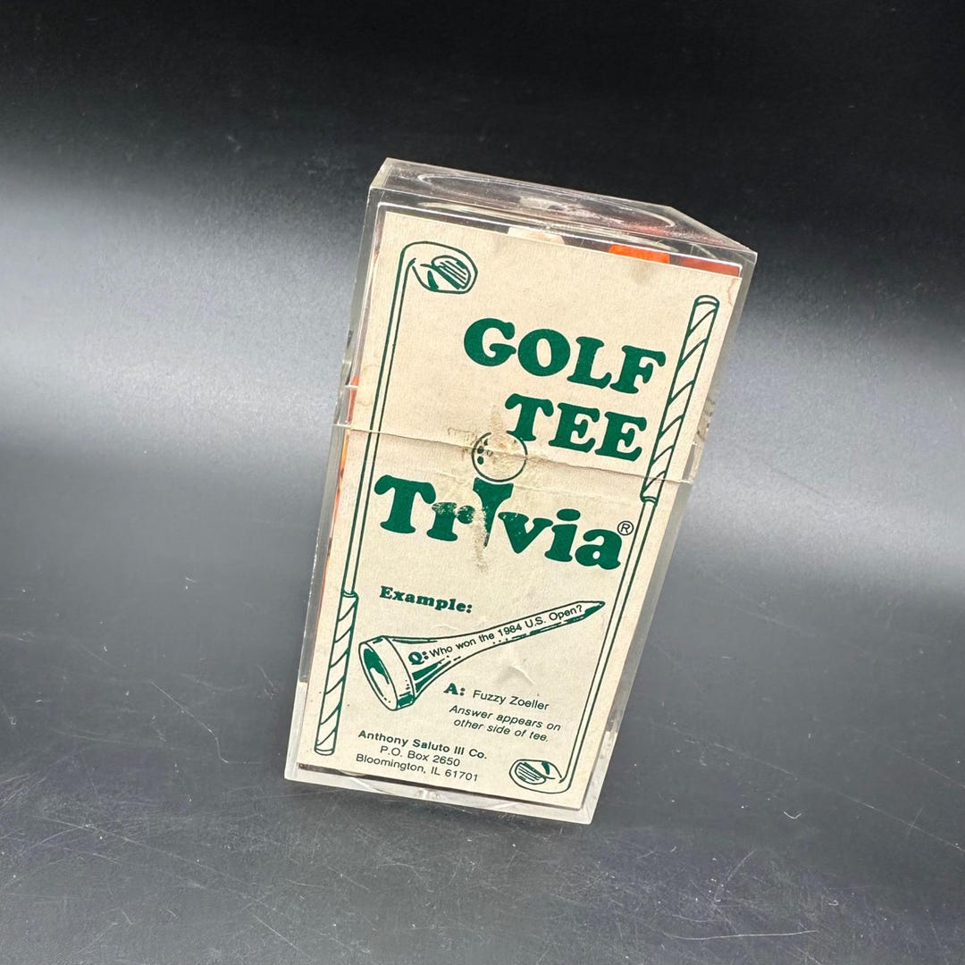 Vintage Golf Tee Trivia Game Set 1980s Golfer Gift Retro Orange Yellow ...