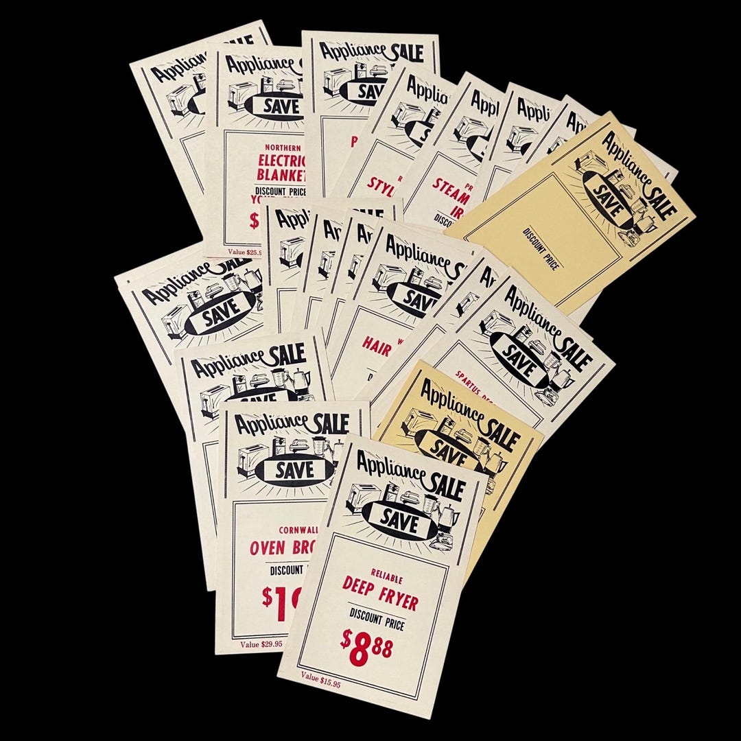 Mid Century Appliance Sale Advertising Signs Lot of 21 Vintage Retro ...