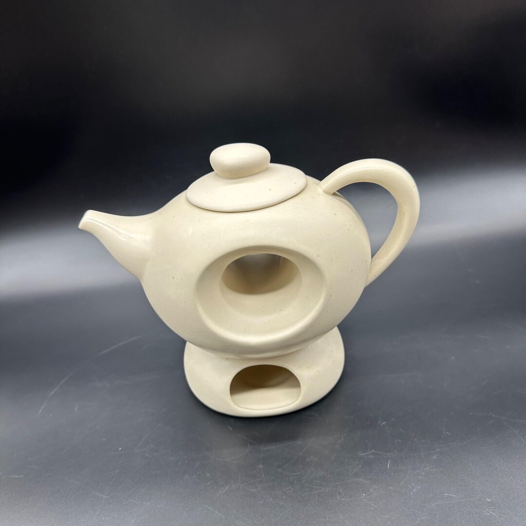 Vintage Donut Shaped Teapot Warmer Creame Green Speckled Mid Century ...