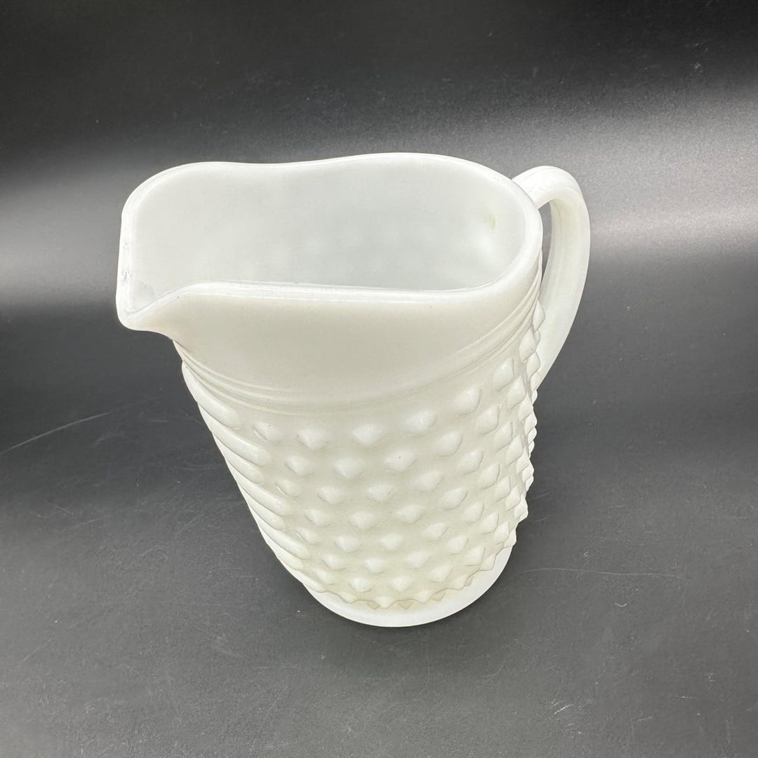 Vintage Hobnail Milk Glass Small Pitcher Creamer White Farmhouse ...