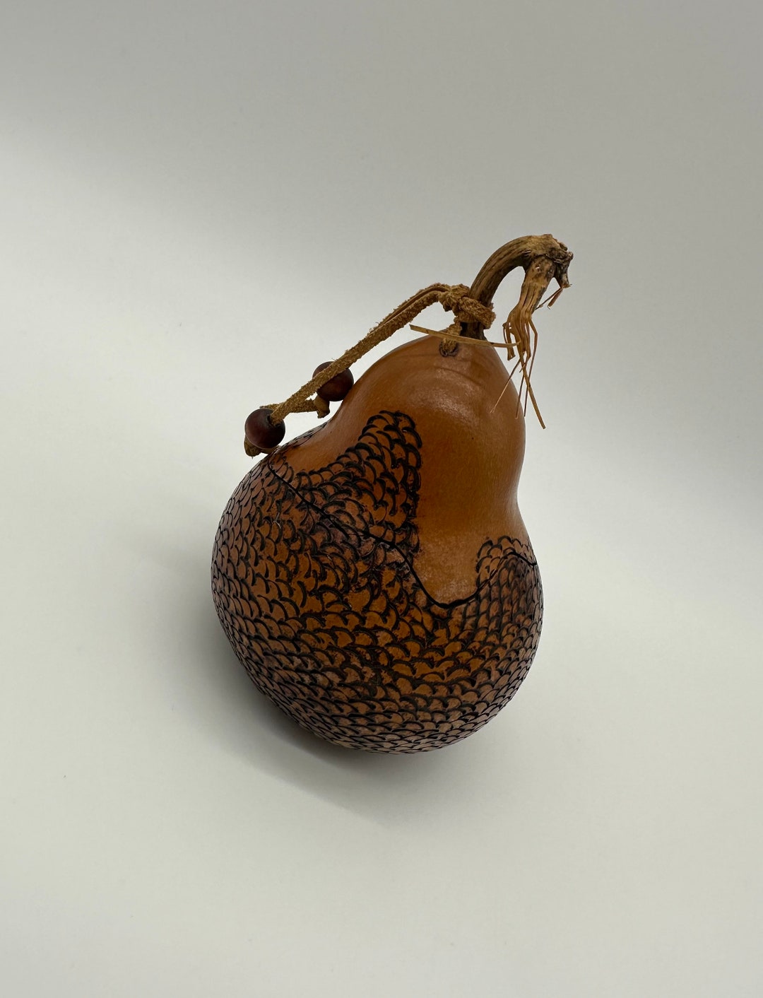 Vintage Trinket Box Folk Art Gourd Carved Artist Signed C Lang 151 ...