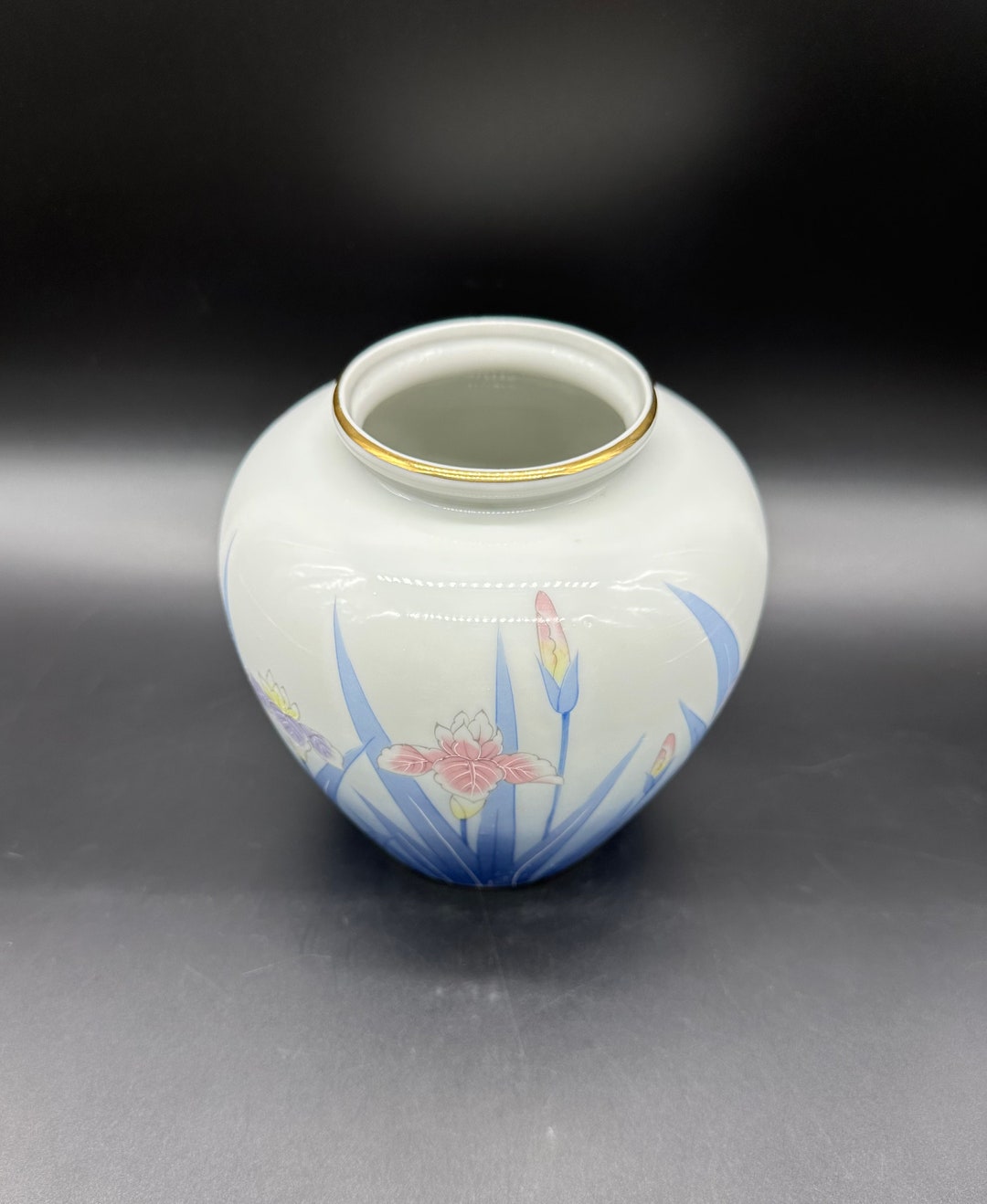 Vintage Otagiri Vase OMC Japan Ceramic Flowers Floral Blue - Etsy
