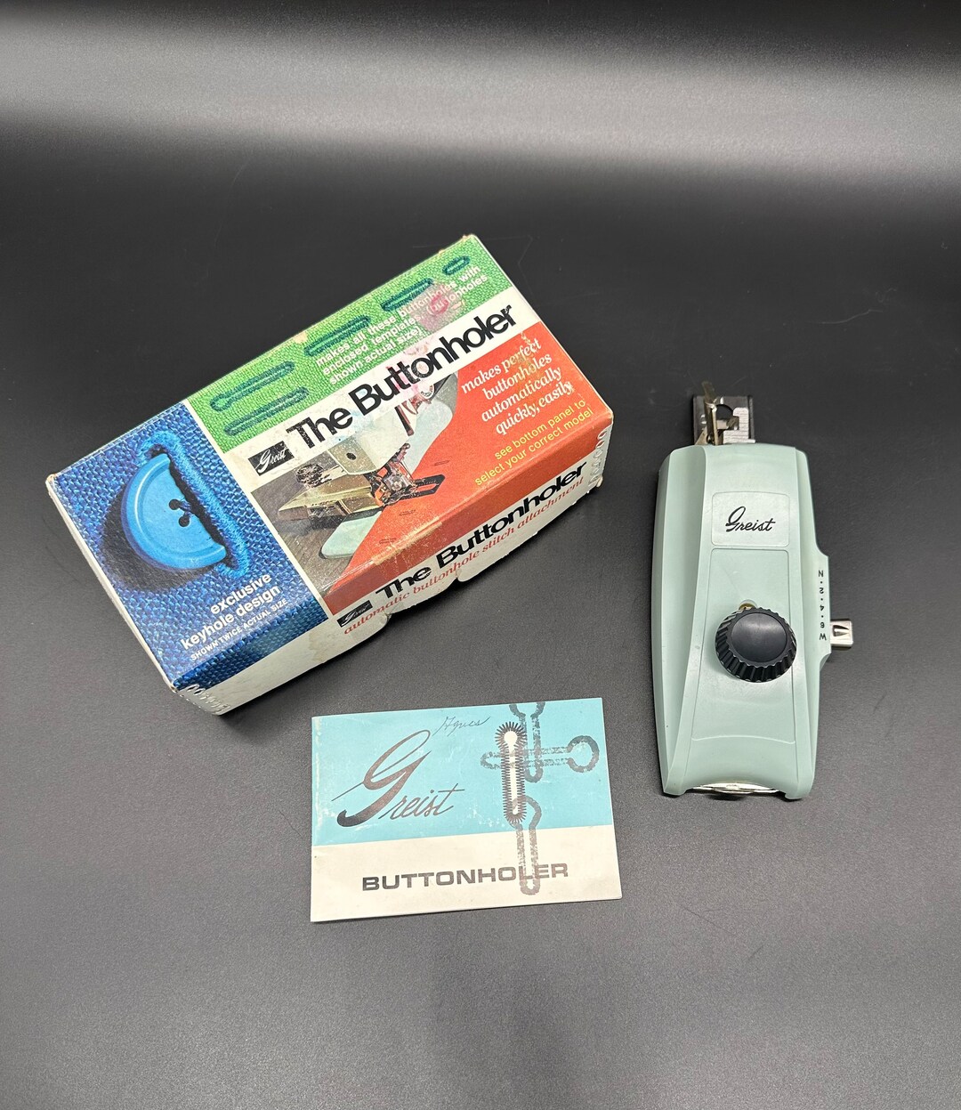 Vintage Greist Buttonholer Automatic Stitch Attachment Sewing Original ...