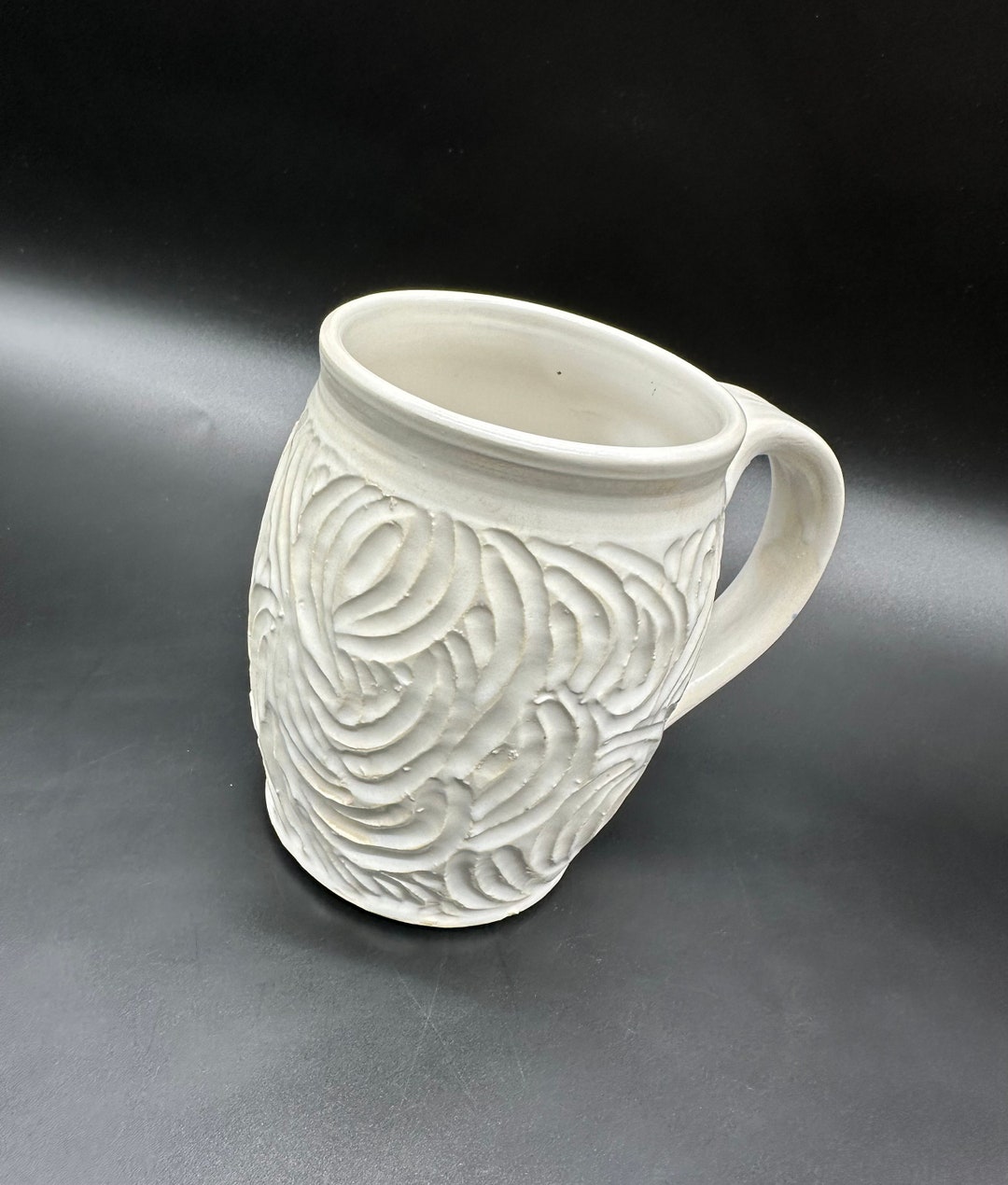 Vintage Coffee Mug Art Pottery Cup Signed Stark White Handmade Textured ...