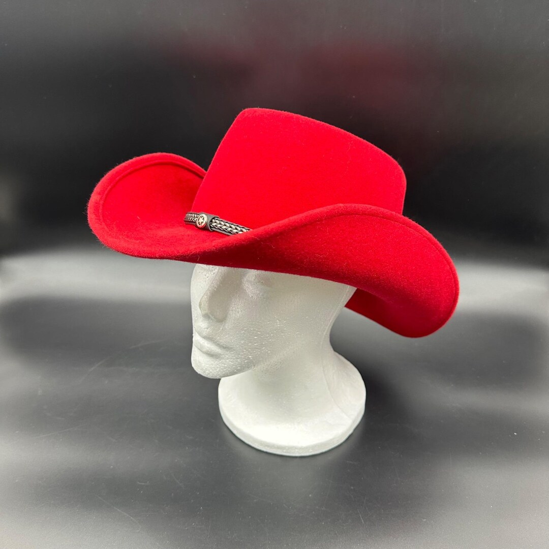Red Wool Felt Cowboy Hat Outback Trading Company Durango Braided Black ...