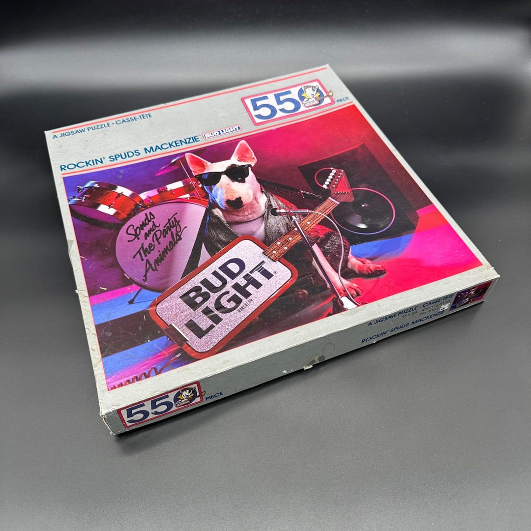 Vintage Jigsaw Puzzle 1987 Bud Light Rockin Spuds Mackenzie 550 Piece ...