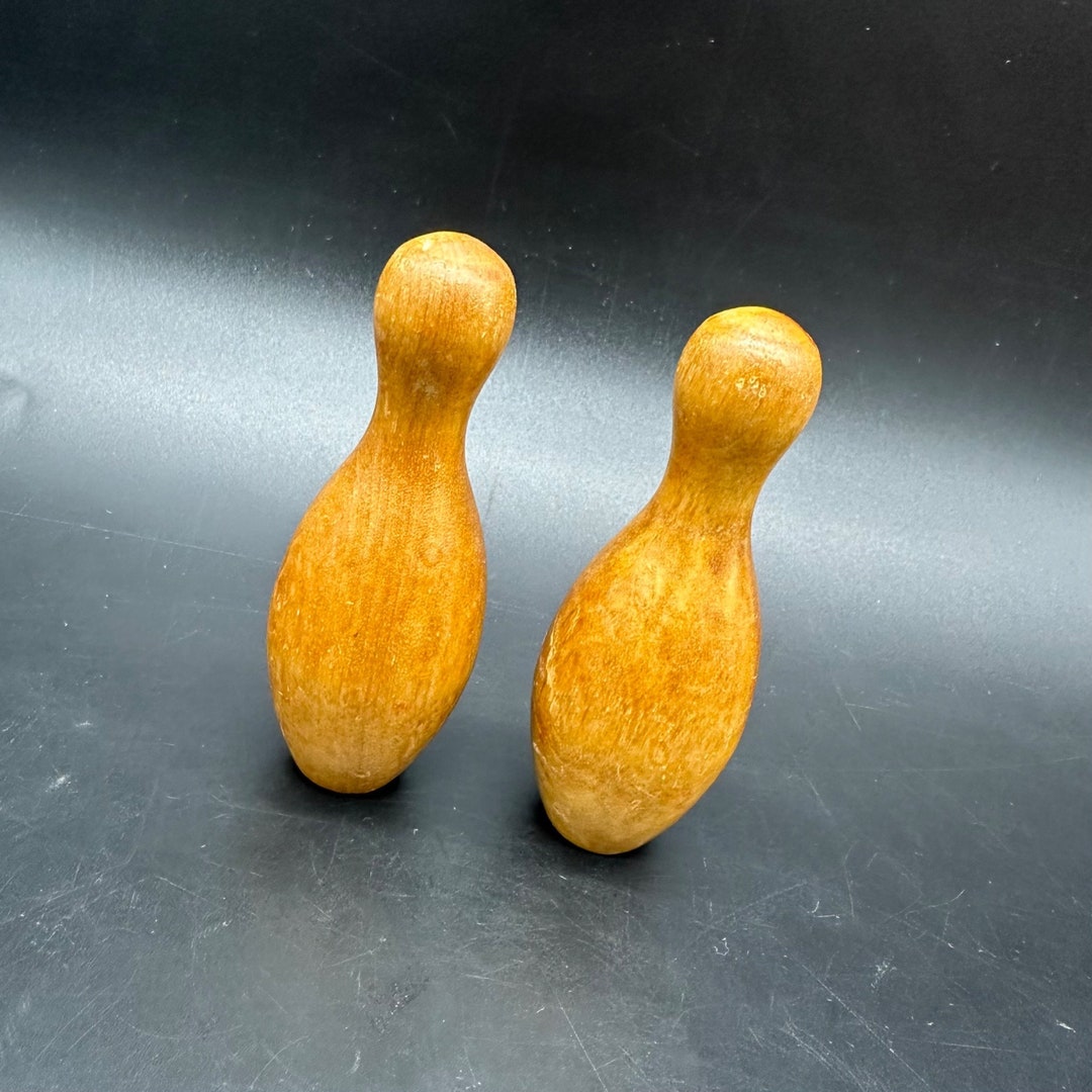 Vintage Miniature Bowling Pins Wooden Mini Figurines Kitsch 1950s Brown ...