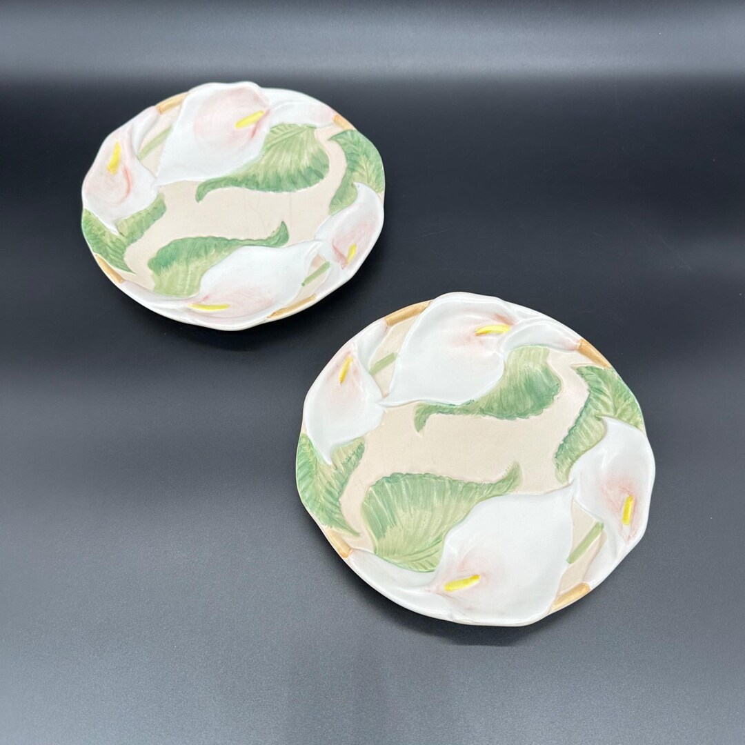 Vintage Calla Lily Plates 1988 Fitz and Floyd Floral Decorative Ceramic ...
