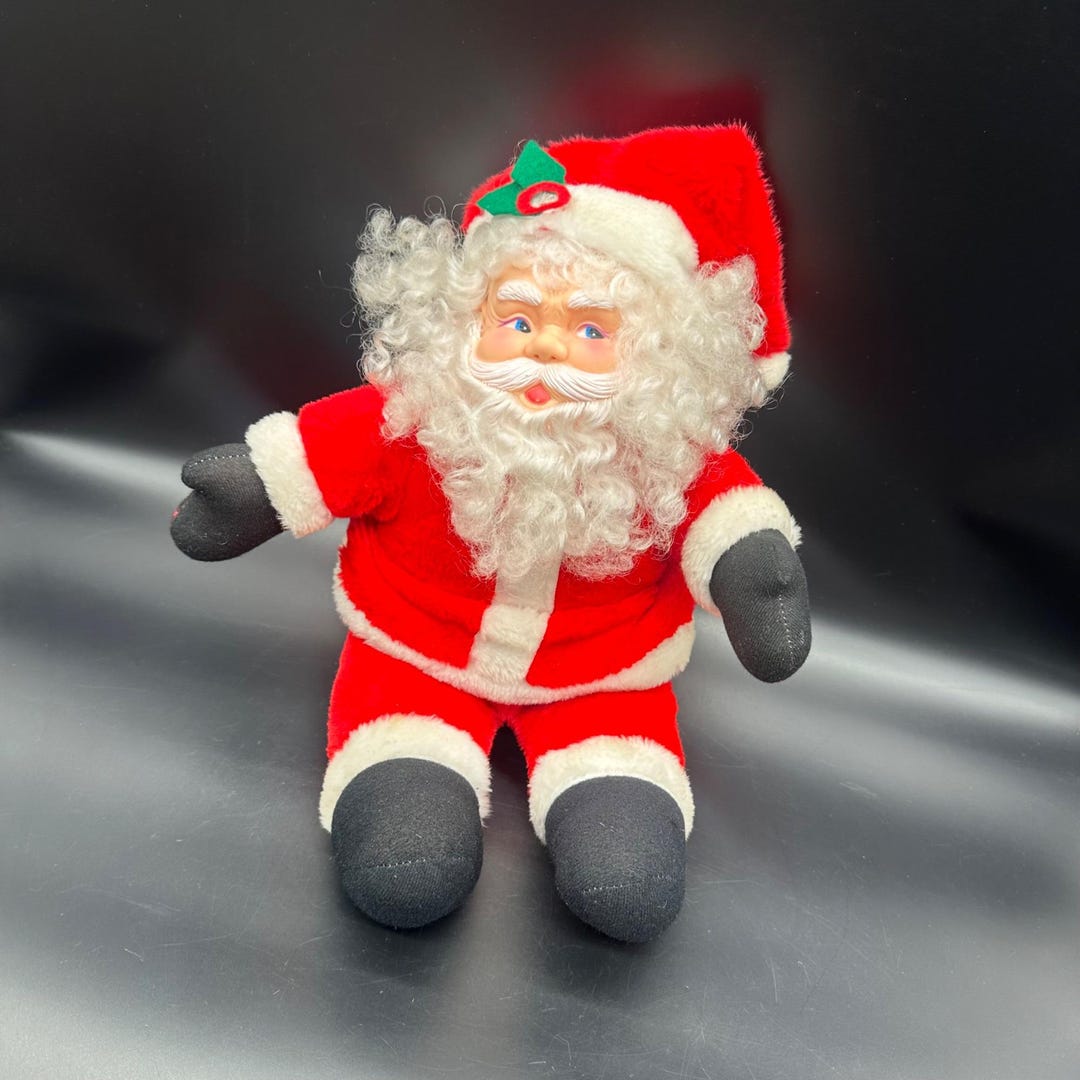 Vintage Stuffed Santa Claus Plush Sitting Christmas Decor 1980s Not ...