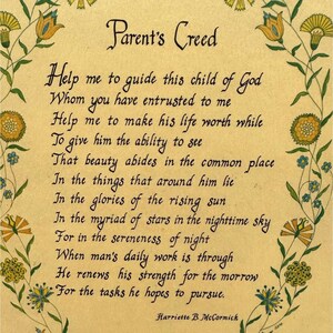 Vintage 1973 Wall Hanging Plaque Parents Creed Retro Wood Floral ...