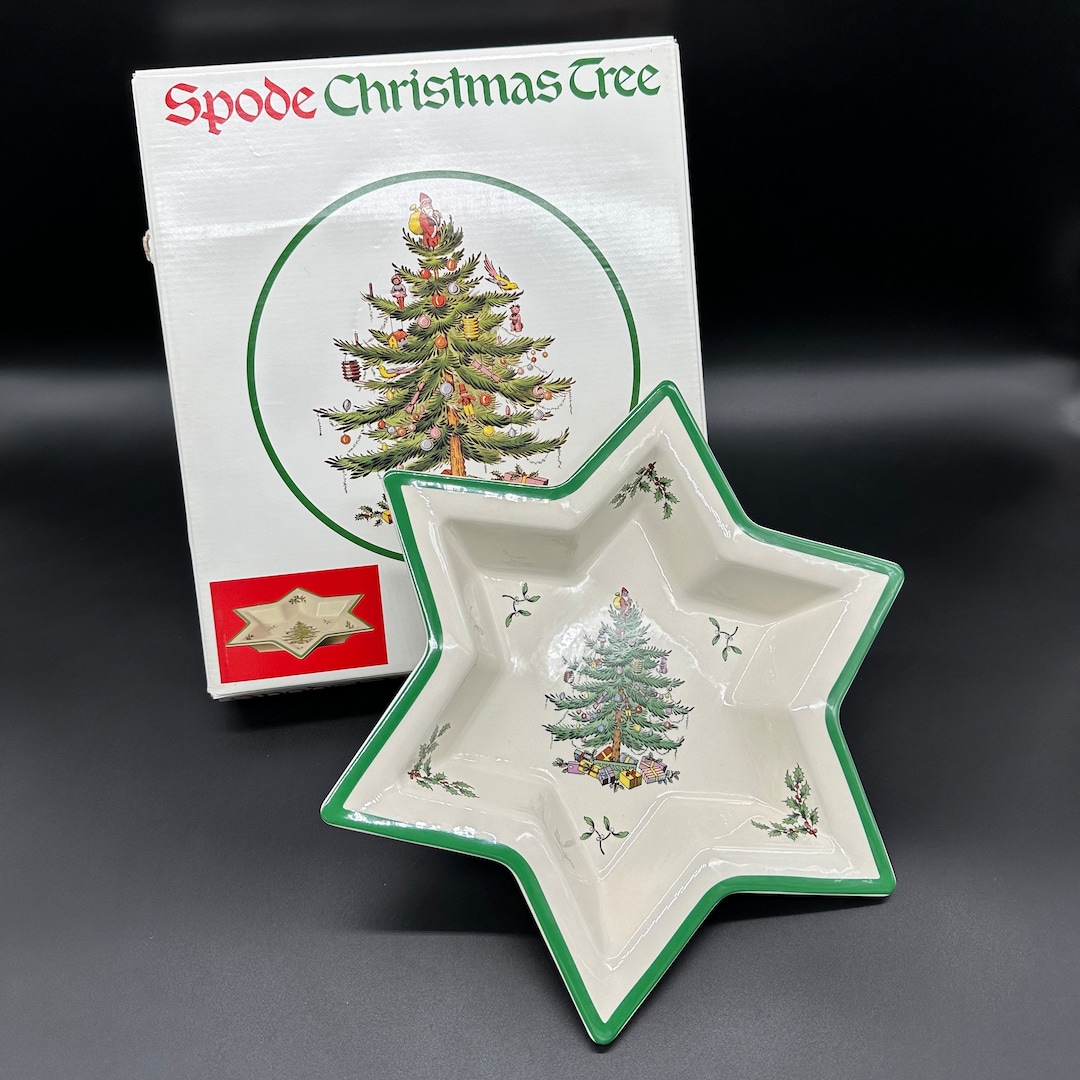 Vintage Spode Christmas Tree Star Dish Serving Bowl England Santa ...