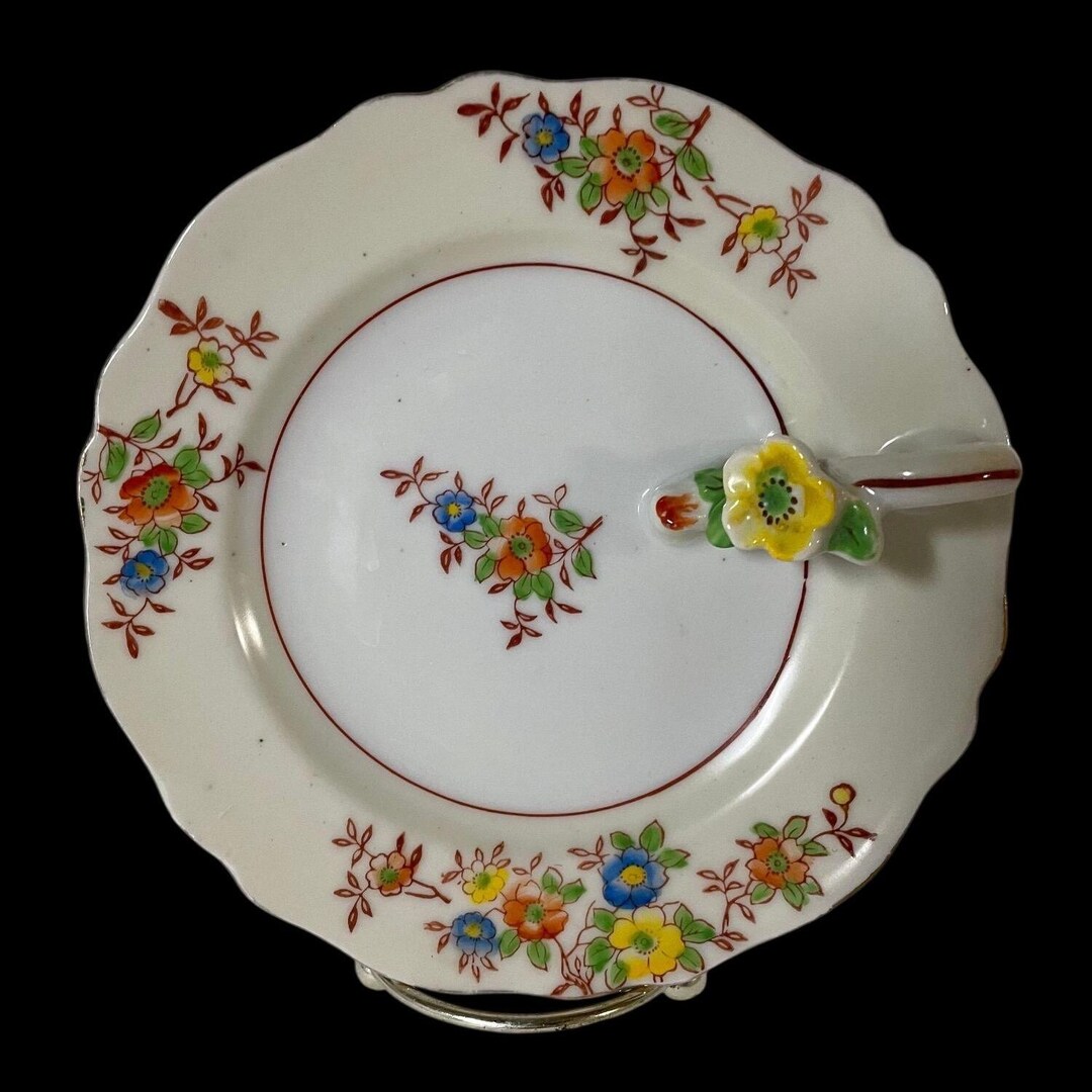 Nappy Dish Plate Antique Takito TT Floral Hand Painted With Handle ...