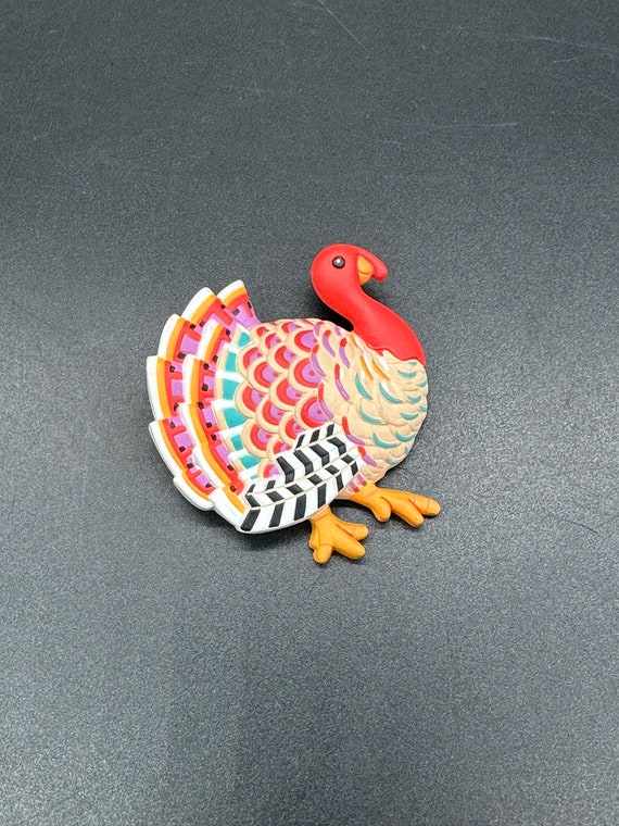 Turkey pin brooch colorful - Gem
