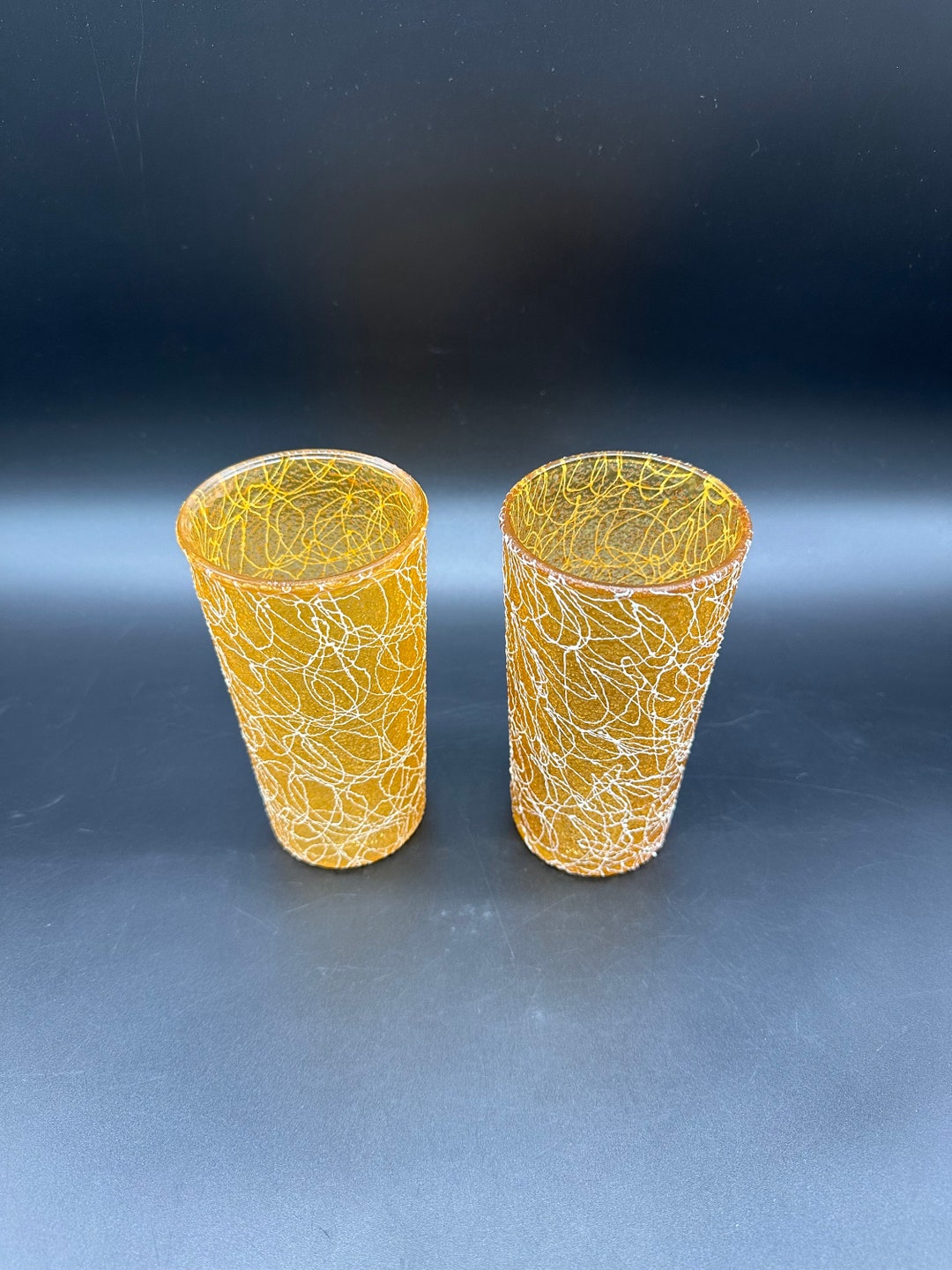 Vintage Spaghetti String Glasses Tumblers Mid Century Modern Set of 2 ...