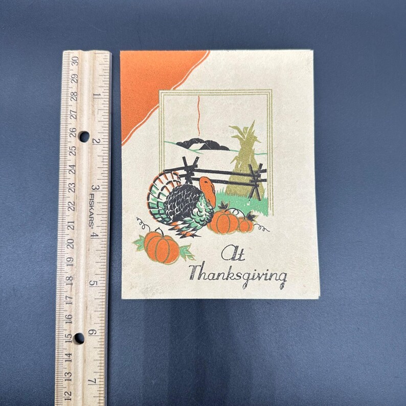 Vintage 1920s Thanksgiving Card Turkey Pumpkins Art Deco USA Antique ...