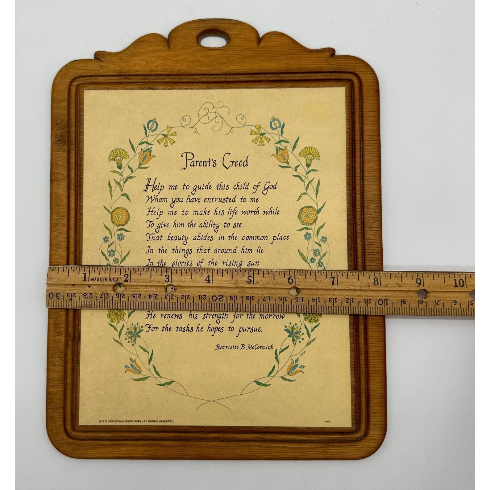 Vintage 1973 Wall Hanging Plaque Parents Creed Retro Wood Floral ...
