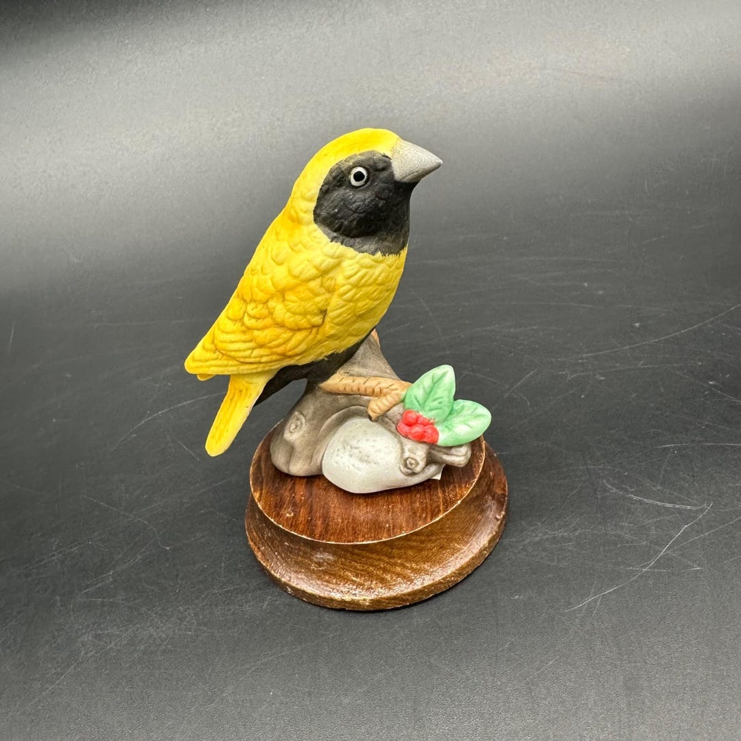 Vintage Bird Figurine Napoleon Weaver Norcrest Taiwan Wooden Base Retro ...