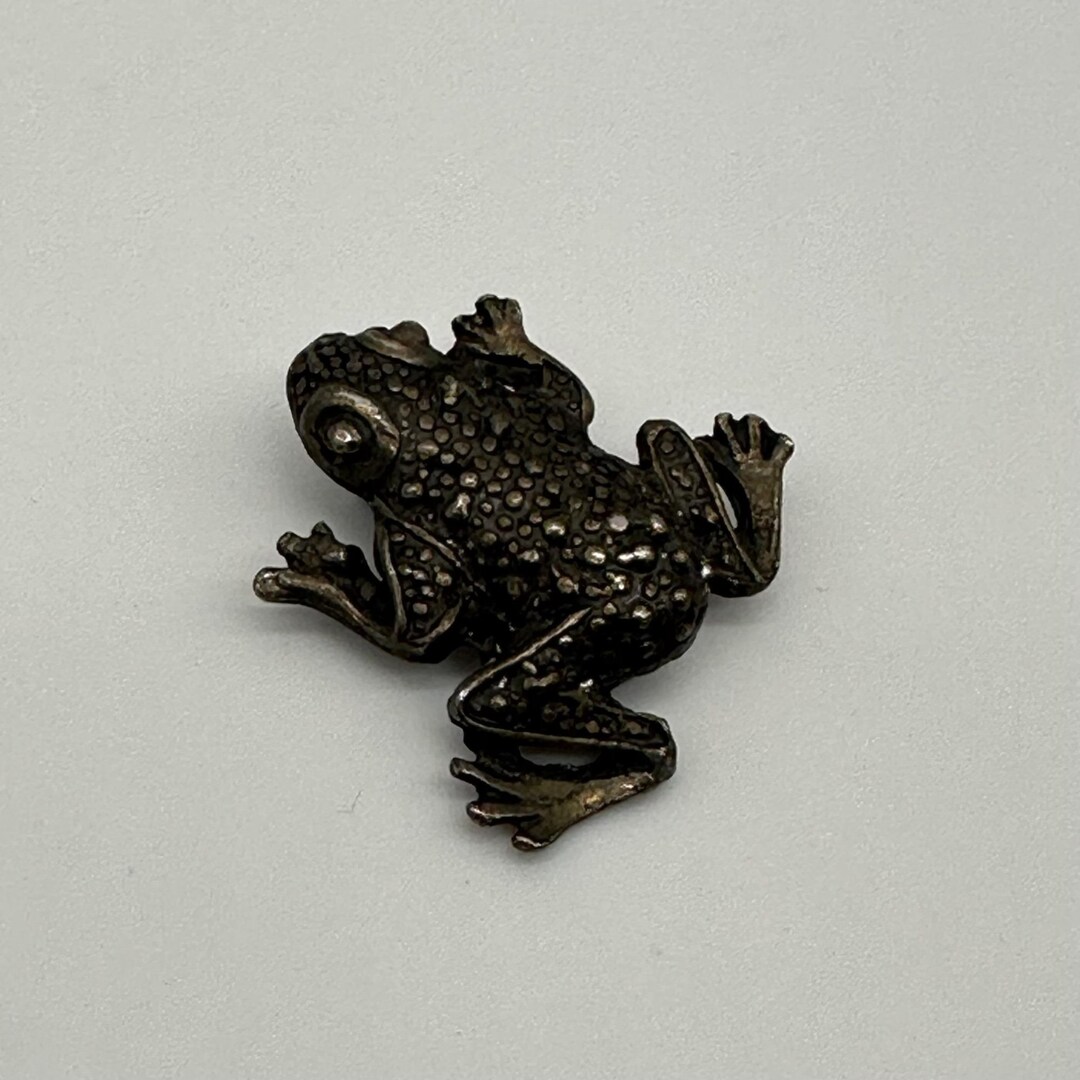 Vintage Frog Brooch Pin Metal Gray Jewelry Amphibian Animal 3D ...