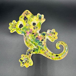 Gecko Lizard Wall Climbing Hanging Green Pink Ceramic Ceramic Decor ...