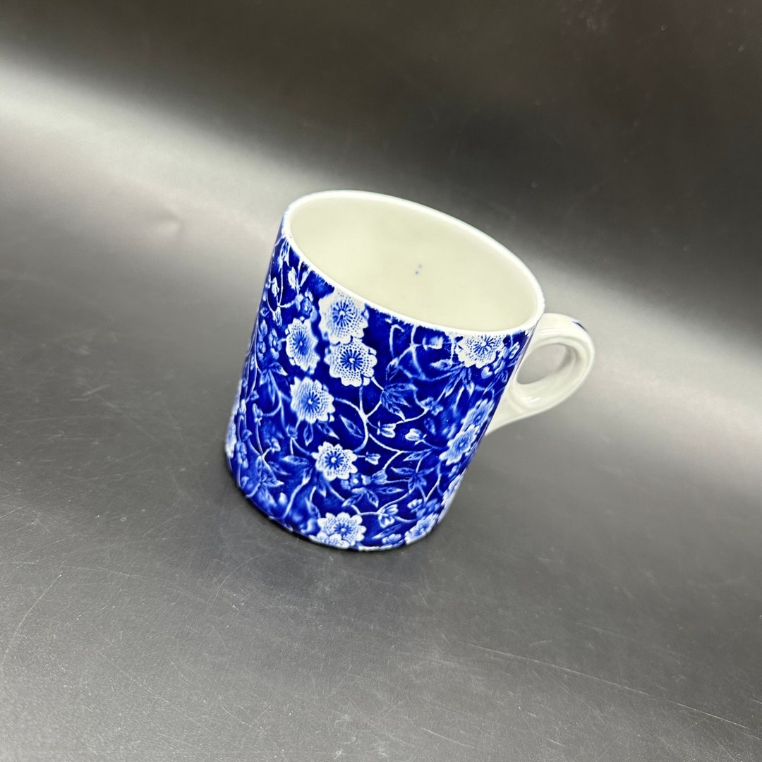 Vintage Royal Crownford Blue Calico Coffee Mug Cup Staffordshire ...