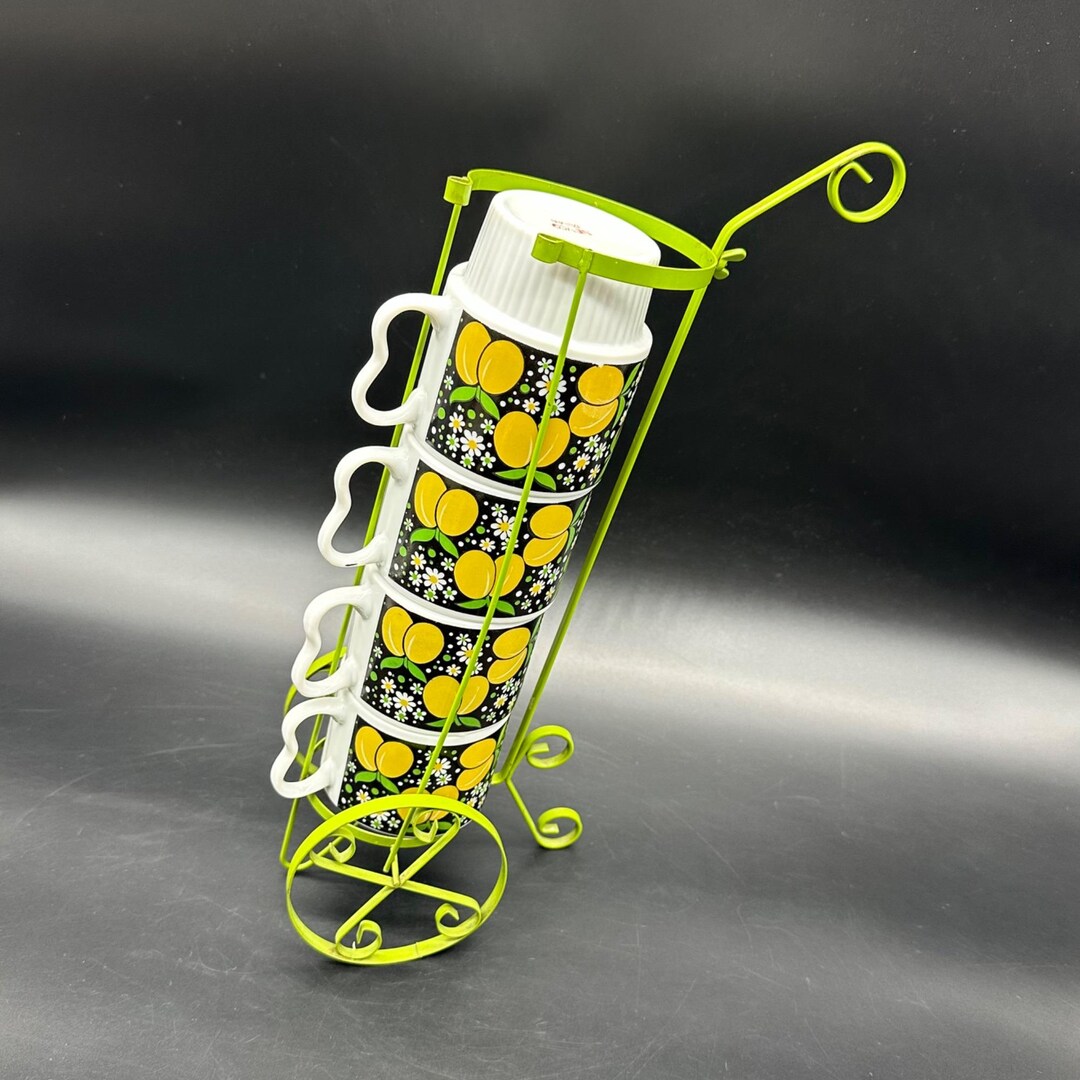 Vintage Mug Holder Mid Century 1960s Avocado Green Metal Retro Cup ...