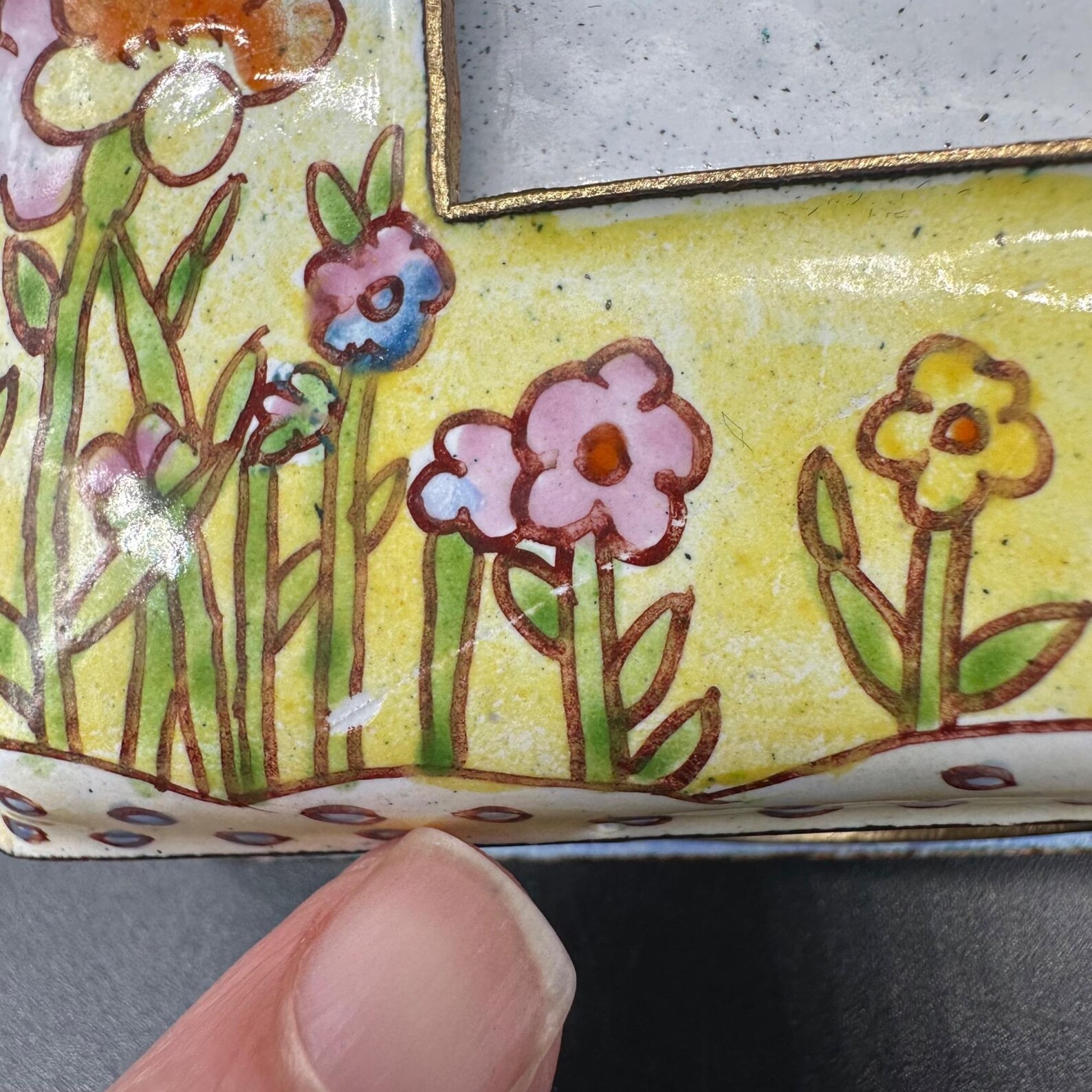 Enamel Metal Note Holder Picture Frame Cottage Desk Accessory Butterfly ...