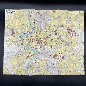 Vintage Rome City Map Italy Roadmap Streets Roma 1965 - Etsy