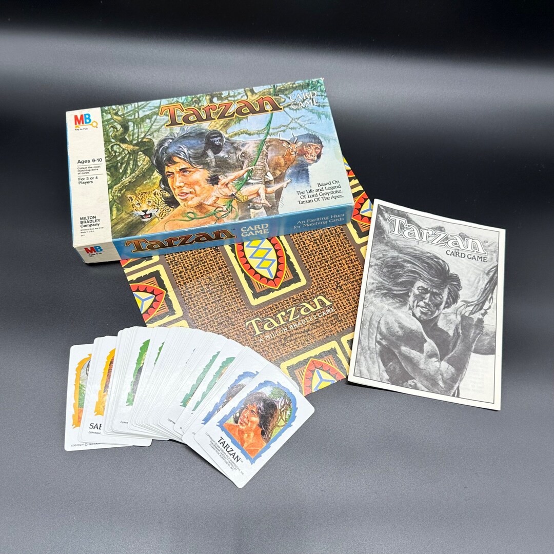 Vintage Card Matching Game Tarzan 1984 Milton Bradley Strategy Retro ...