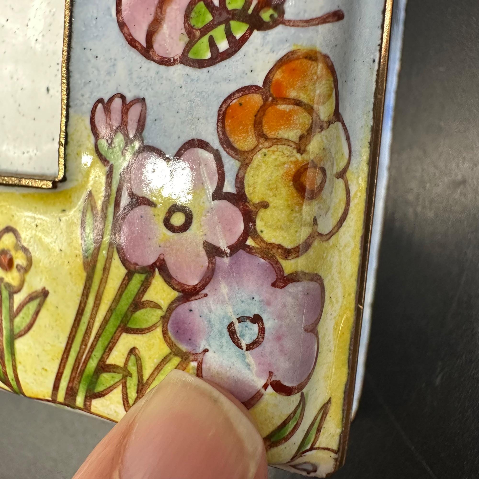 Enamel Metal Note Holder Picture Frame Cottage Desk Accessory Butterfly ...
