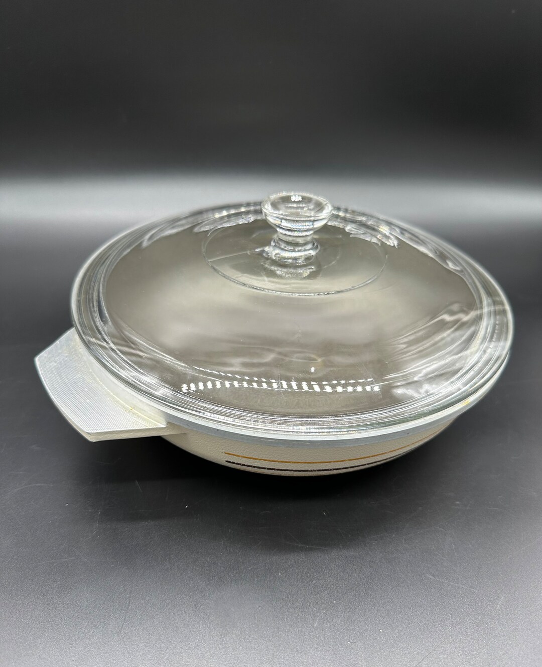 Vintage Pan With Lid Pot Double Handle Striped Brown Non-stick - Etsy