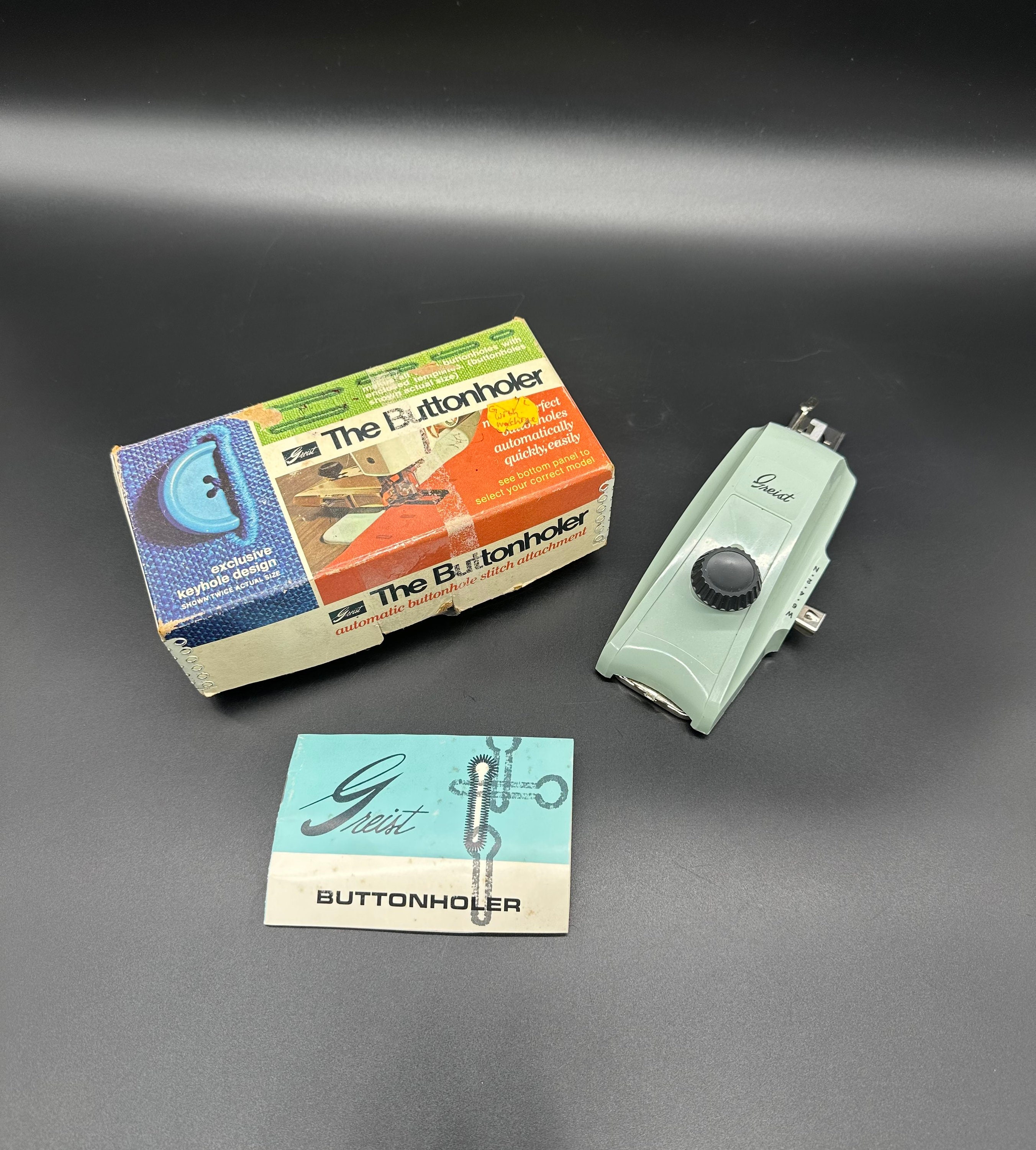 Vintage Greist Buttonholer Automatic Stitch Attachment Sewing Original ...