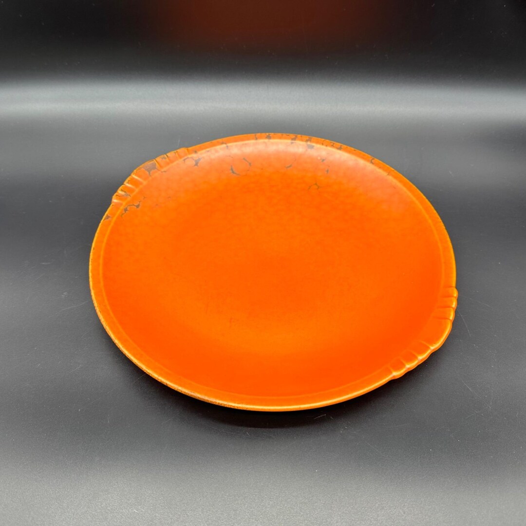 Vintage Orange Cake Plate Mid Century Modern Handles Serving Platter ...