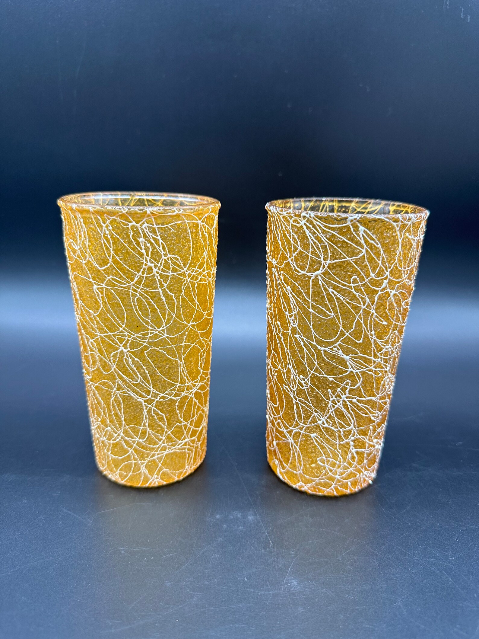 Vintage Spaghetti String Glasses Tumblers Mid Century Modern Set of 2 ...
