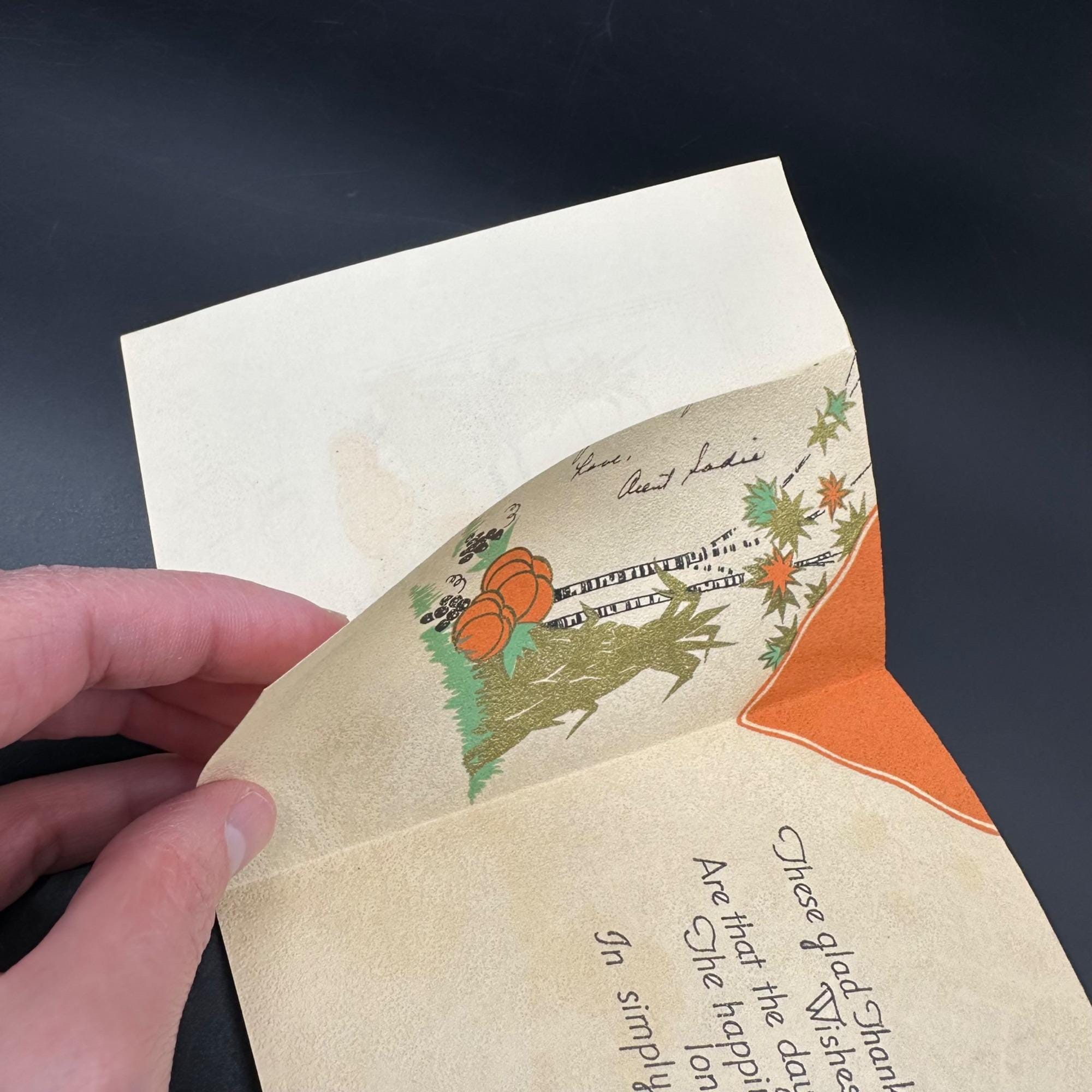Vintage 1920s Thanksgiving Card Turkey Pumpkins Art Deco USA Antique ...