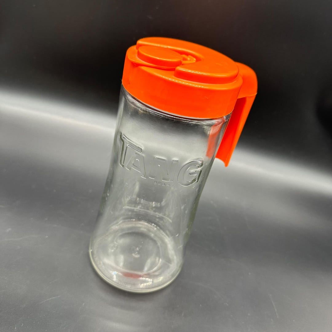 Vintage Tang Glass Pitcher Orange Lid Anchor Hocking USA Retro Promo ...