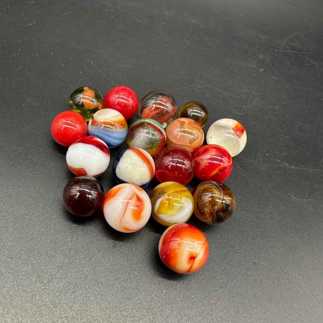 Vintage Swirl Glass Marbles Toy Collectible Display Rainbow Art Lot of ...