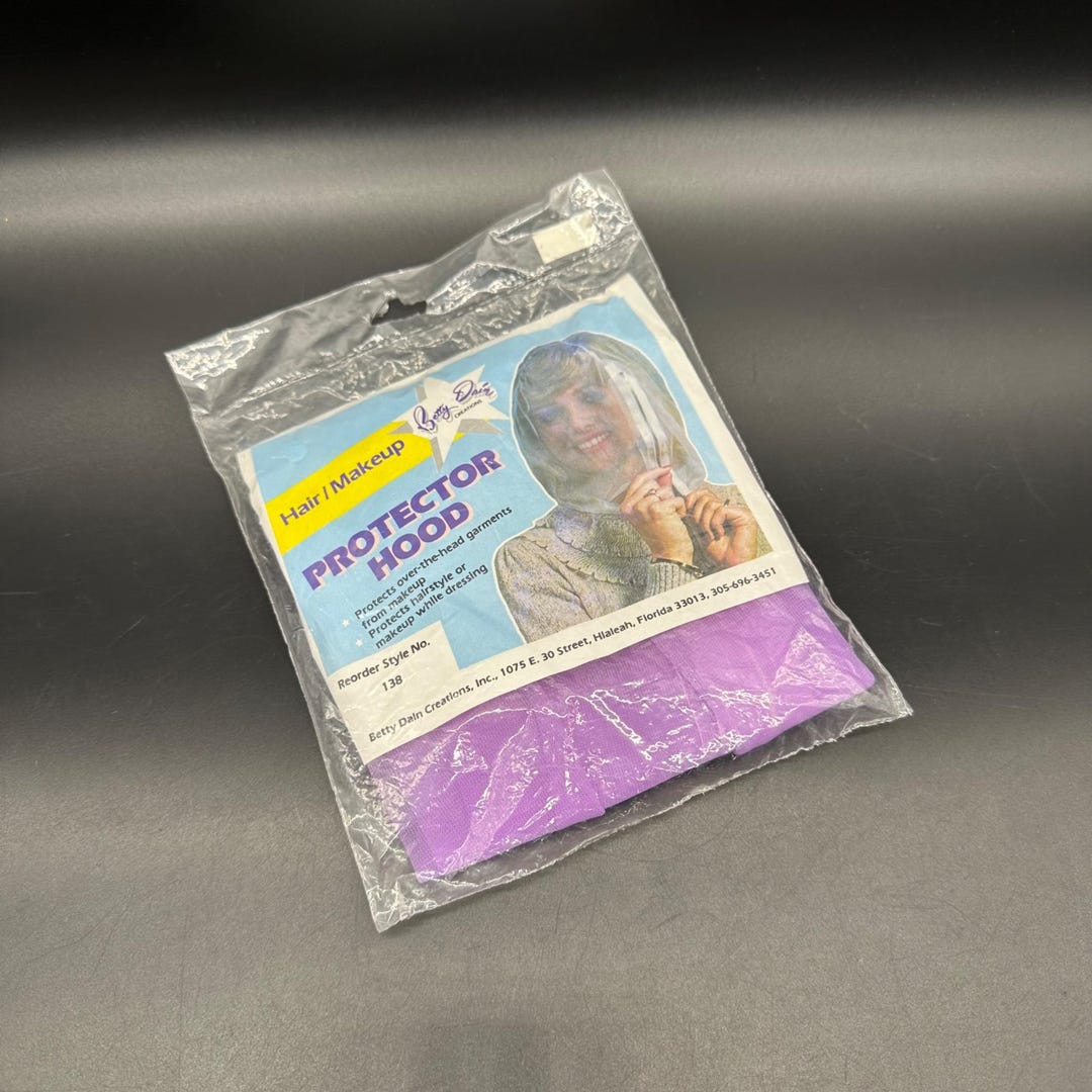 Vintage Hair Makeup Protector Hood 1980s Betty Dain Purple Zip Bathroom ...
