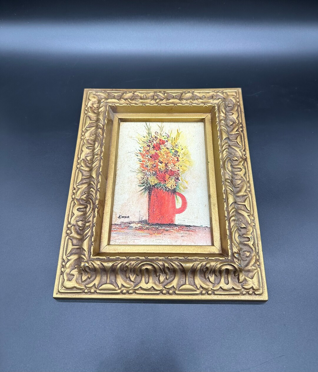 Vintage Flower Picture Ornate Gold Frame Print Floral Pitcher - Etsy