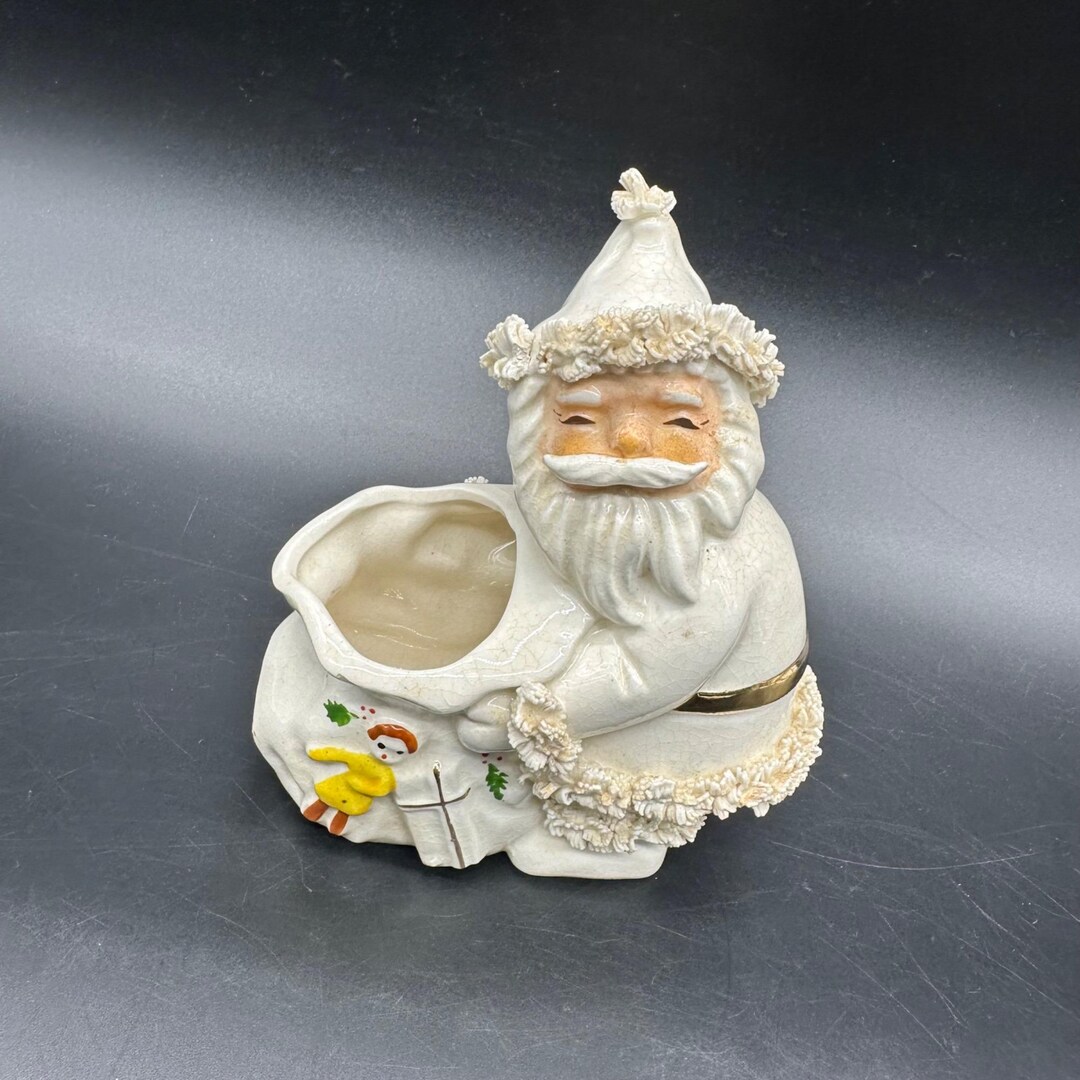 Vintage Santa Claus Planter Figurine 1950s Napco Japan White Spaghetti ...