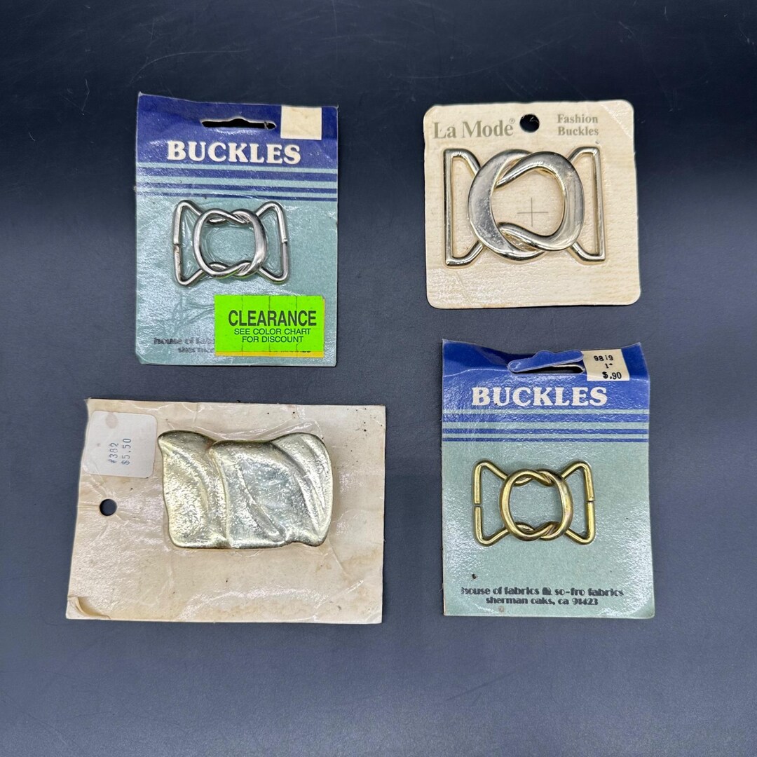 Vintage Belt Buckles Lot of 4 Metal 1980s Silver Gold New Old Stock ...