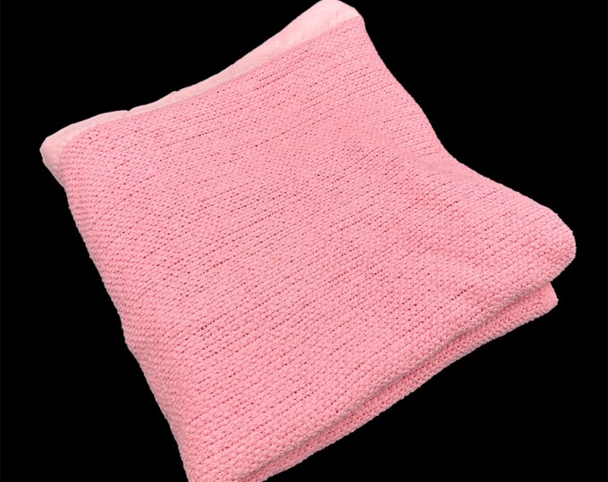 Vintage Blanket Nylon Satin Trim Waffle Weave Thermal Pink King Size ...