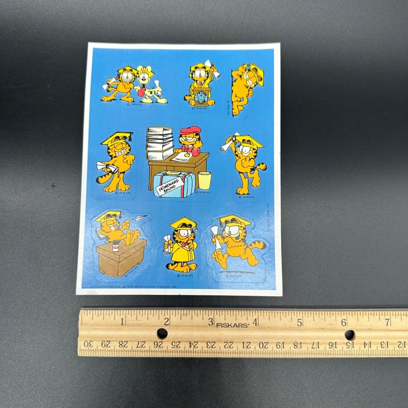 Vintage Garfield the Cat Sticker Sheets Odie Graduation 1970s Lot of ...