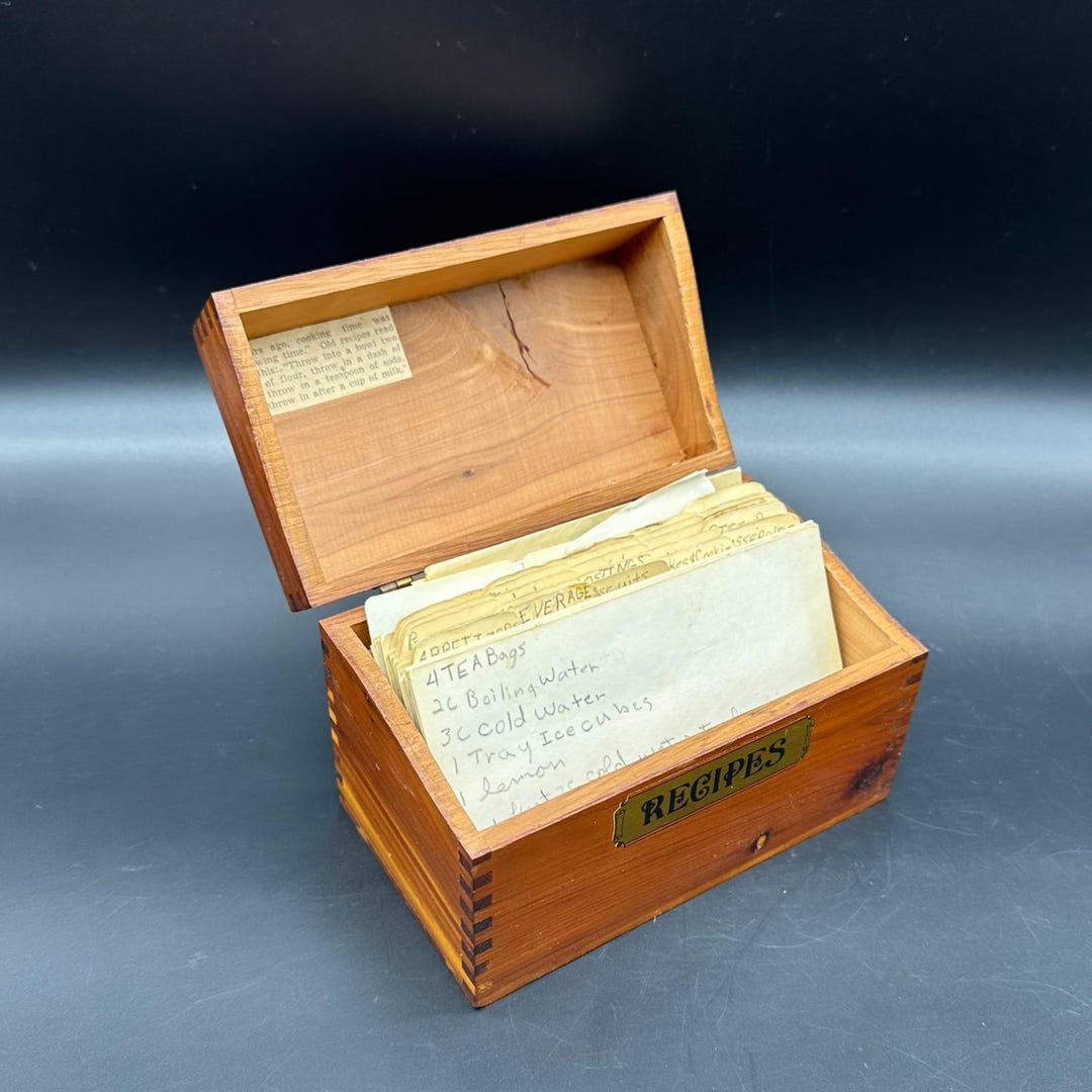 Vintage Wooden Recipe Box Handwritten Clipped Recipes Pilliod Ohio Kitchen Storage - Etsy