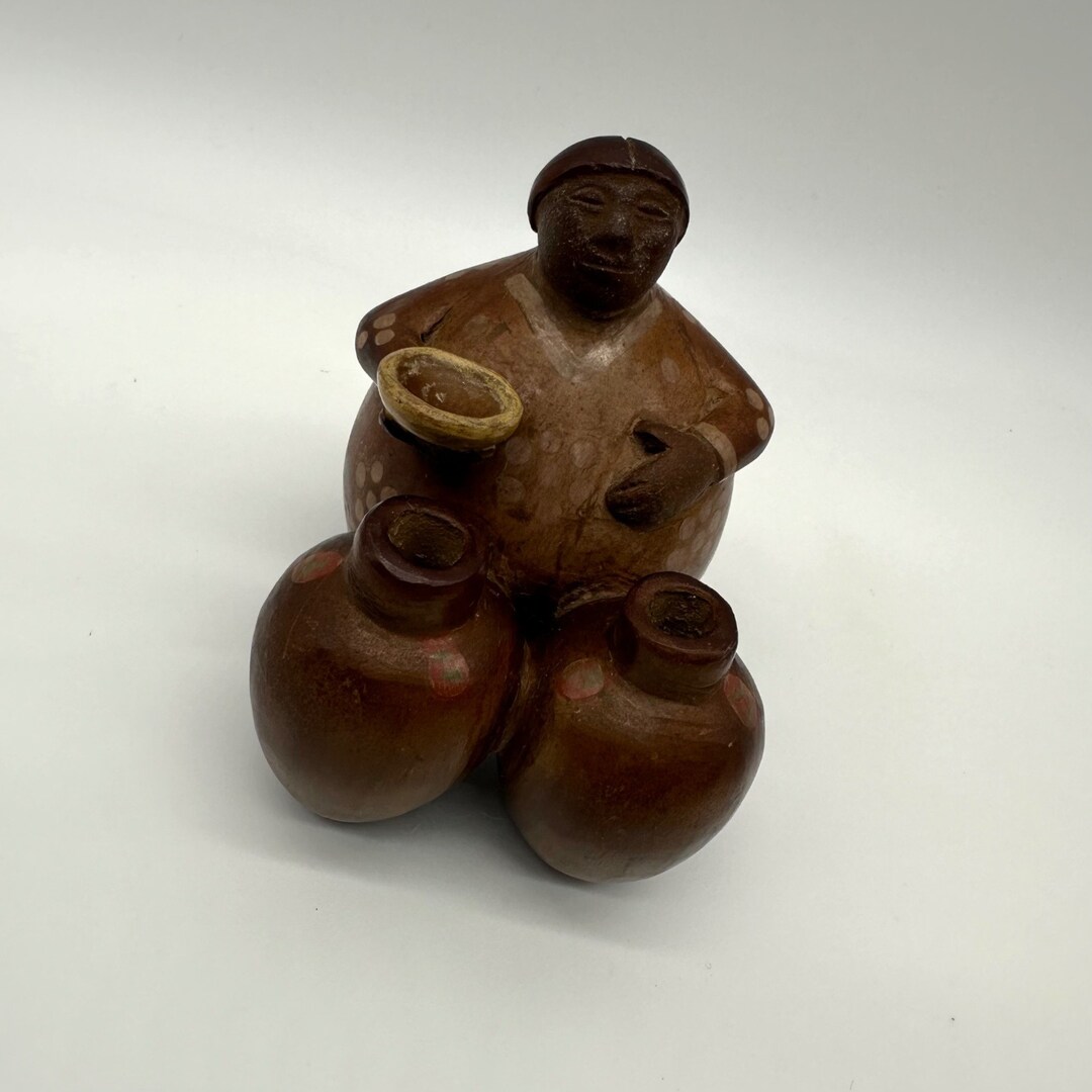 Vintage Art Pottery Figurine Woman Pots Handmade Folk Art Artist Signed ...