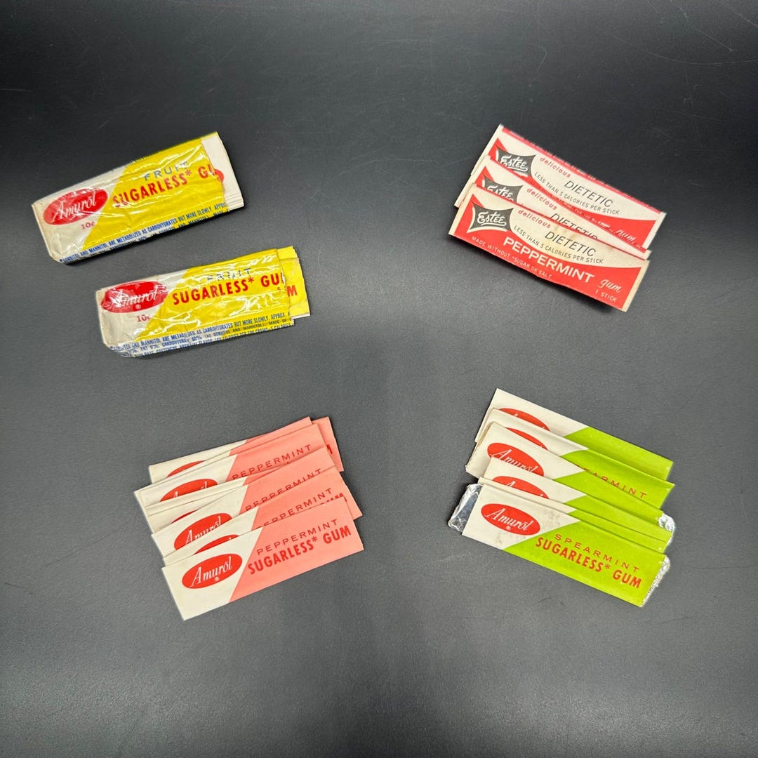 Vintage Wrappers Lot Estee Amurol Sugarless Gum Peppermint Spearmint ...
