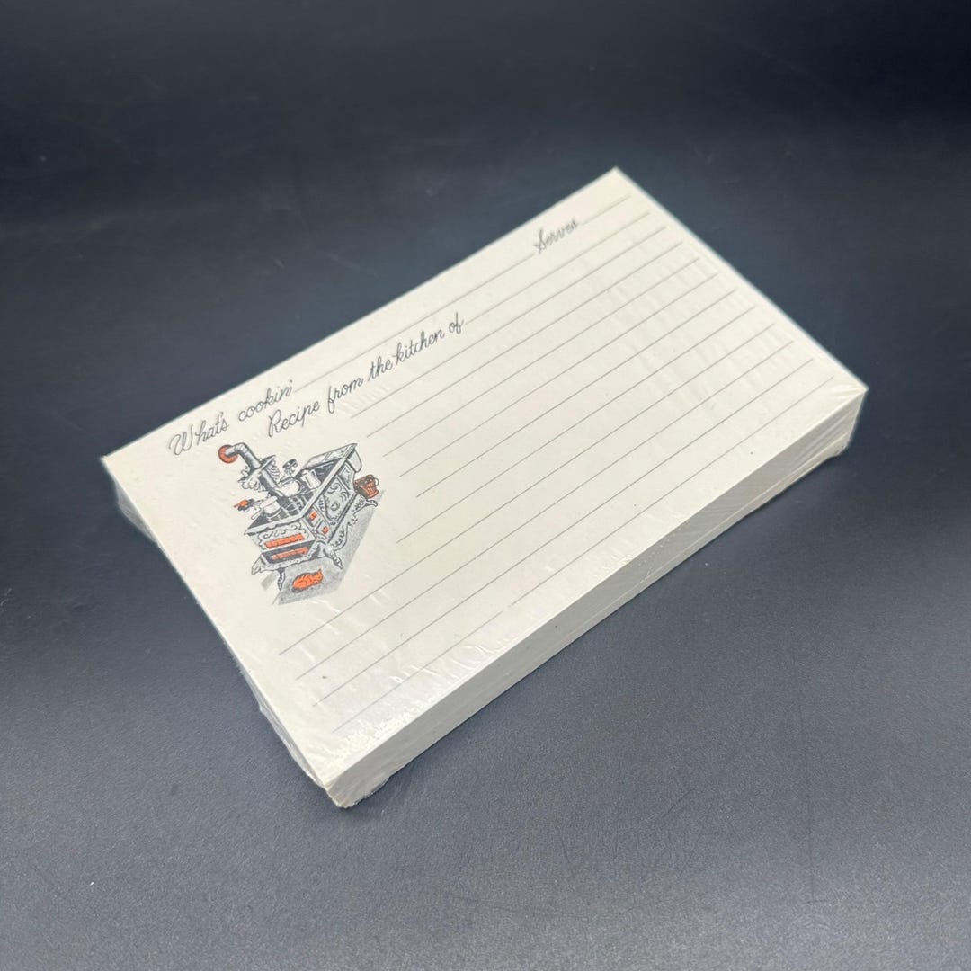 Vintage Recipe Cards Index Retro Kitchen Antique Stove Paper Notecards ...